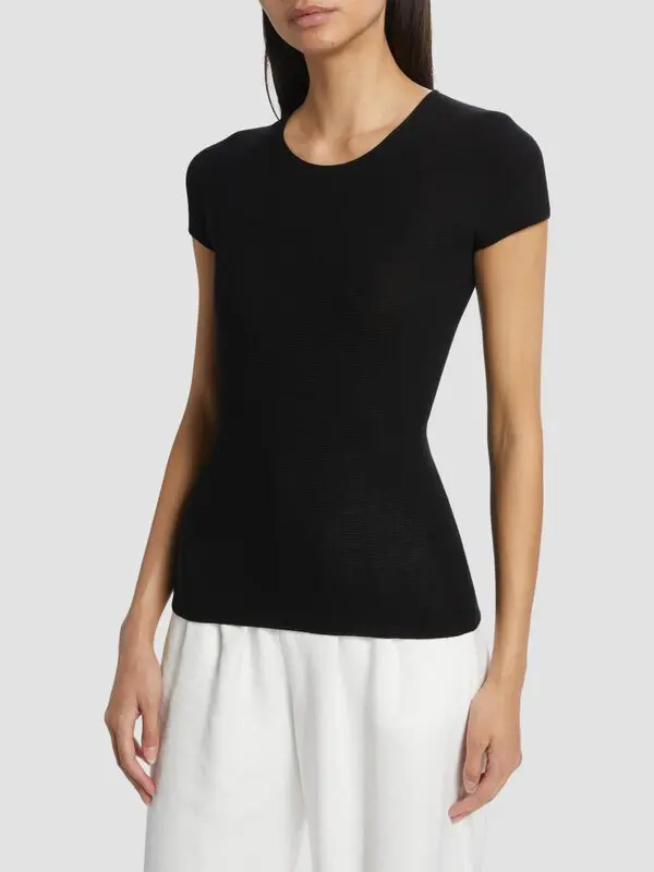 Giorgio Armani Knit Cap Sleeve Tee