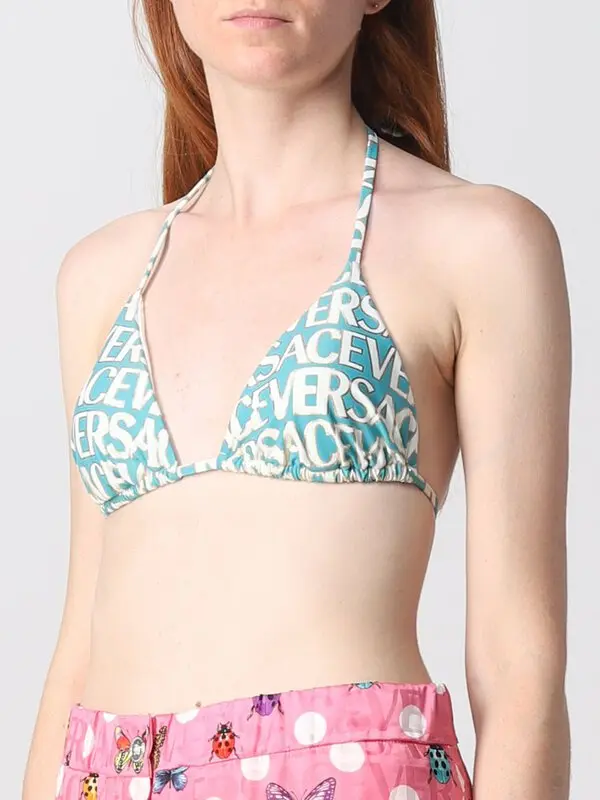 Versace Bikini Top In Stretch Fabric