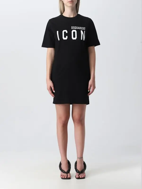 Dsquared2 Cotton "icon" T-shirt Dress - Black