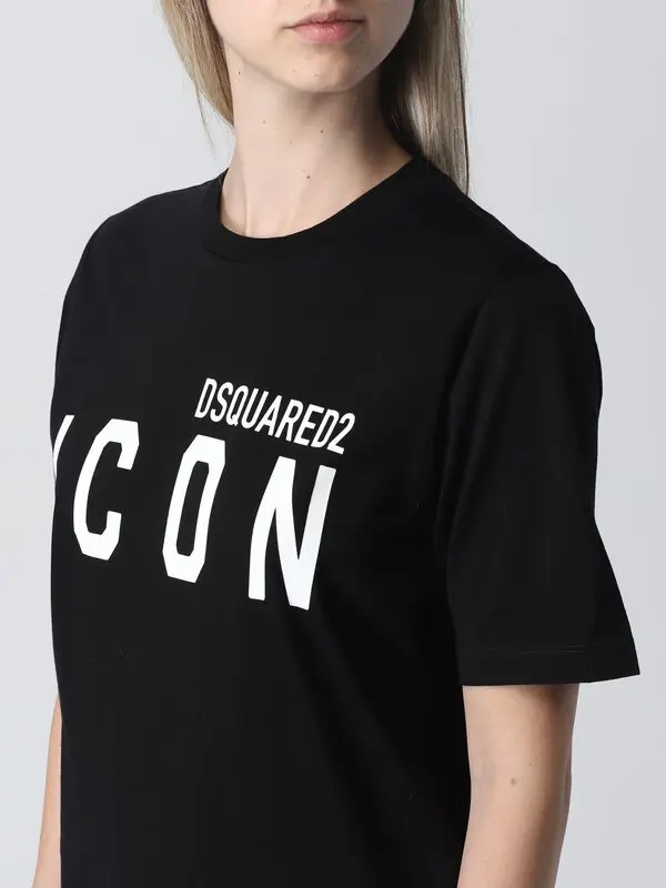 Dsquared2 Cotton "icon" T-shirt Dress - Black