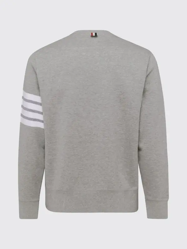 Thom Browne Slim Fit Crewneck Sweatshirt With 4-bar Stripe - Grey