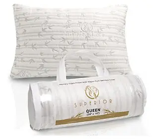 SUPERIOR Memory Foam Solid Pillow With Bamboo C Over, Queen