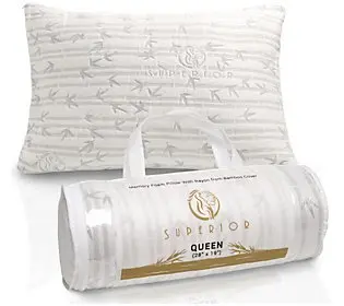 SUPERIOR Memory Foam Solid Pillow With Bamboo C Over, King