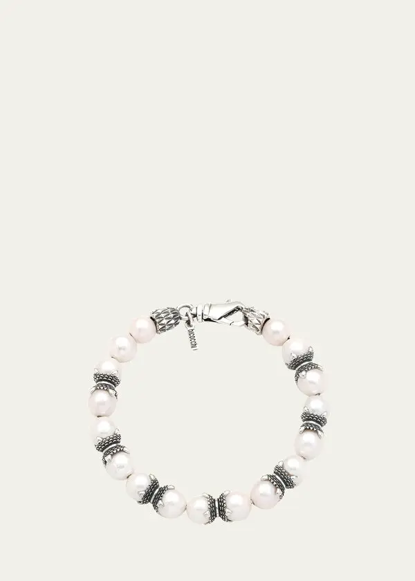 JAN LESLIE Sterling Silver And Pearl Beaded Bracelet - White