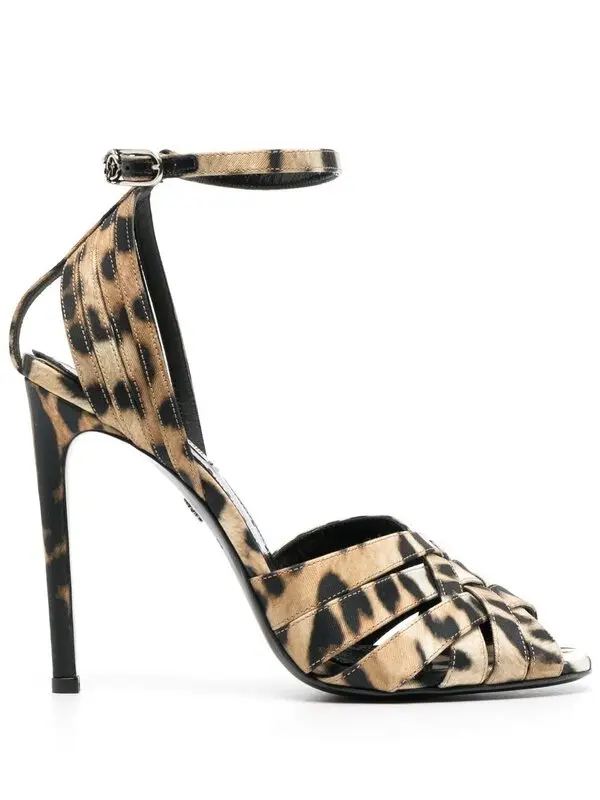 Roberto Cavalli Leopard-print Leather Sandals