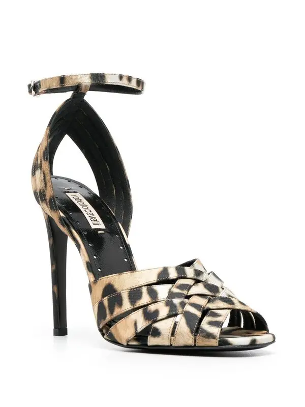 Roberto Cavalli Leopard-print Leather Sandals
