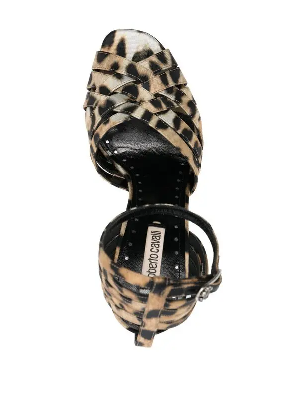 Roberto Cavalli Leopard-print Leather Sandals
