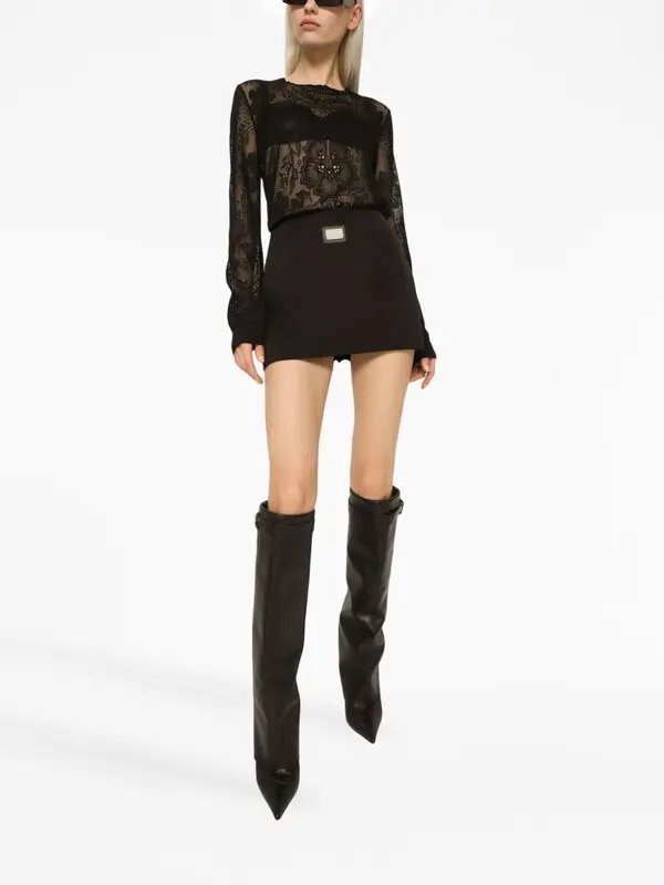 Dolce & Gabbana Logo-plaque High-waisted Mini Skirt