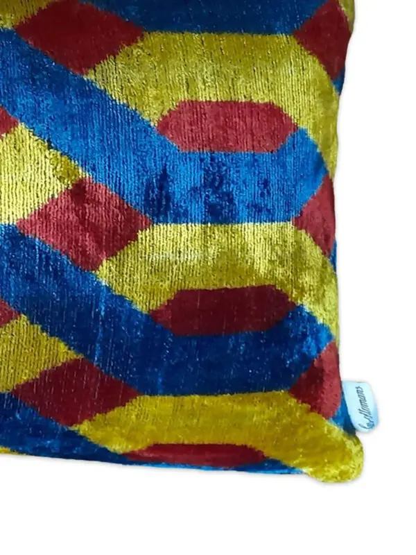 LES-OTTOMANS Geometric-print Velvet Cushion - Multicolour