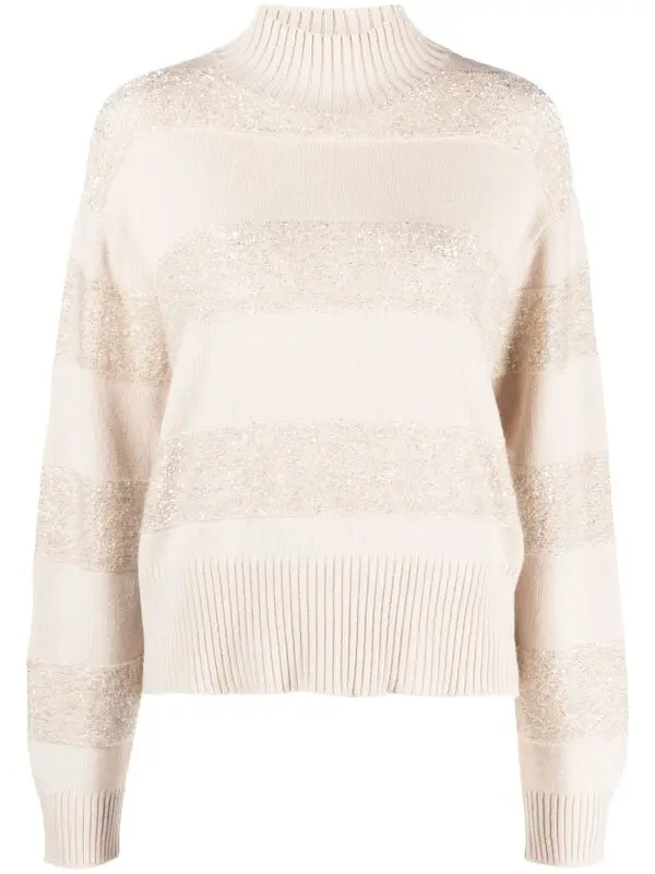 Brunello Cucinelli Striped Roll-neck Sweater - Neutrals
