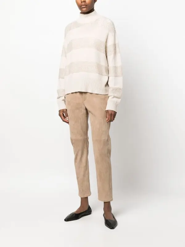 Brunello Cucinelli Striped Roll-neck Sweater - Neutrals