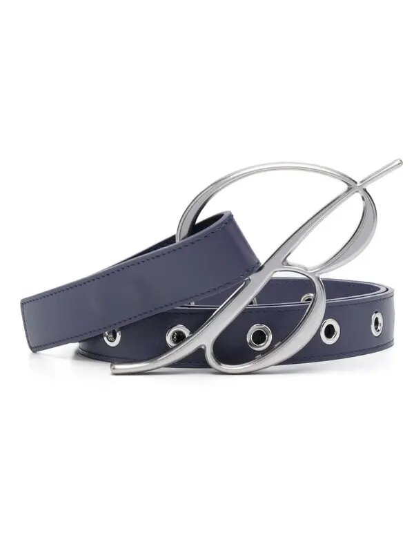 Blumarine Logo-buckle Leather Belt - Purple