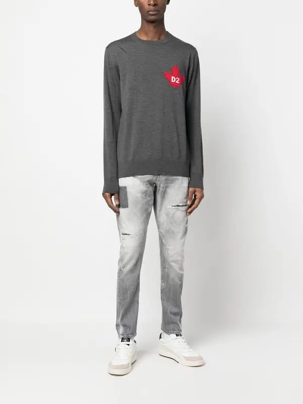 Dsquared2 Maple Leaf-motif Sweater - Grey