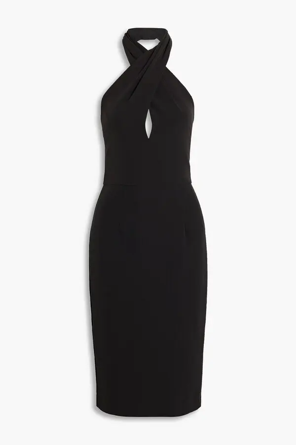 Black Halo Samara Twistfront Cutout Crepe Halterneck Midi Dress In Black -  55% Off | Editorialist