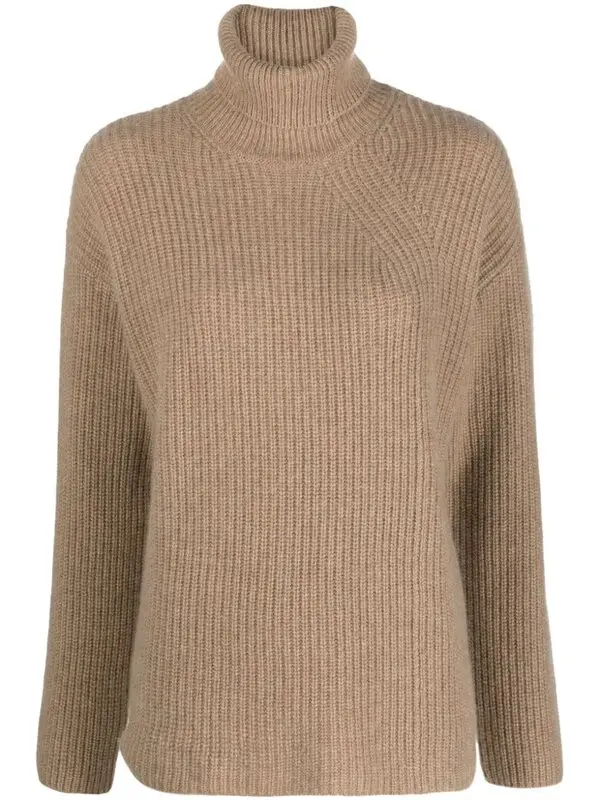 P.a.r.o.s.h Ribbed-knit Cashmere Rollneck Jumper - Brown