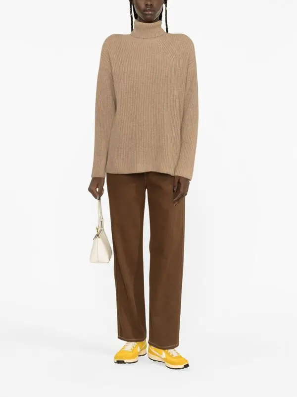 P.a.r.o.s.h Ribbed-knit Cashmere Rollneck Jumper - Brown