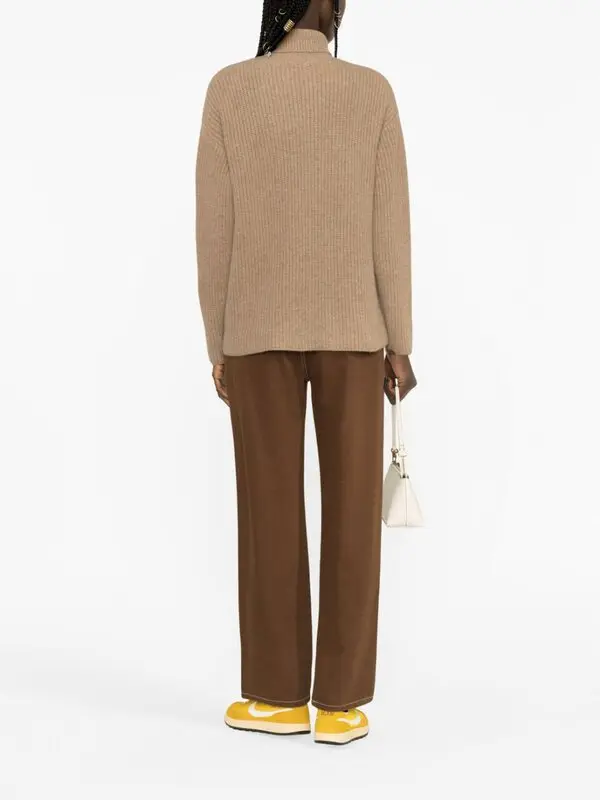 P.a.r.o.s.h Ribbed-knit Cashmere Rollneck Jumper - Brown