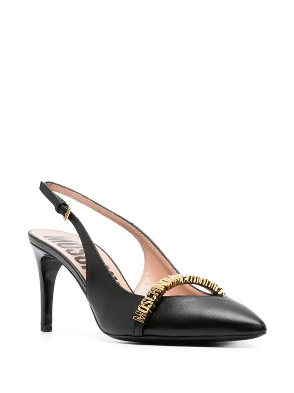 Moschino 85mm Logo-lettering Slingback Pumps