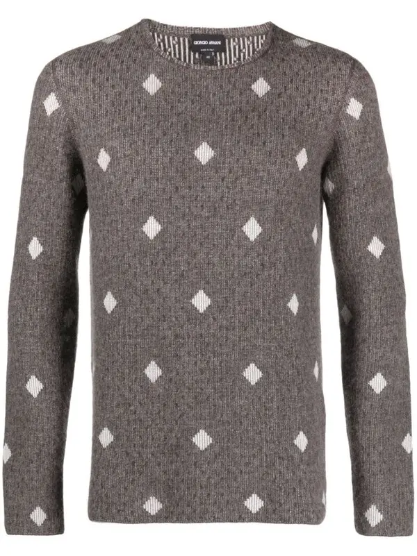Giorgio Armani Diamond-jacquard Crew-neck Jumper