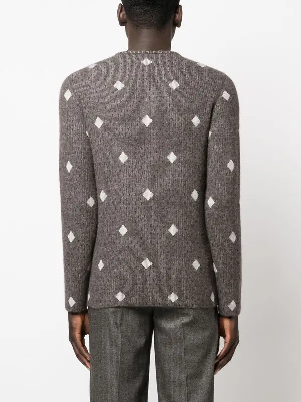 Giorgio Armani Diamond-jacquard Crew-neck Jumper