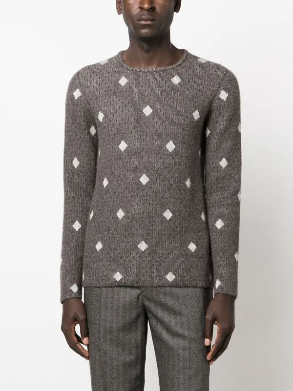 Giorgio Armani Diamond-jacquard Crew-neck Jumper