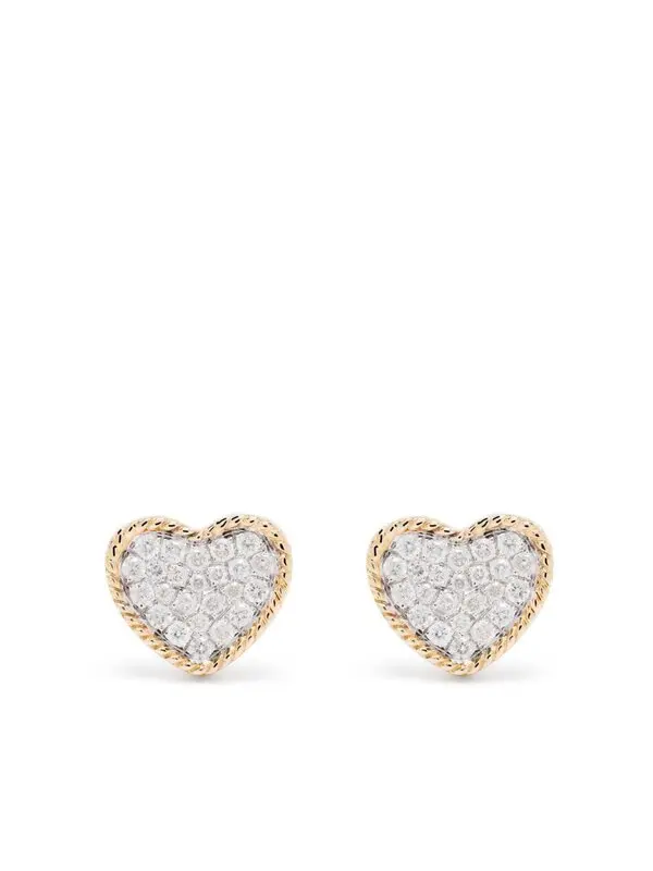 Yvonne Léon 9kt Yellow Diamond Heart Stud Earrings - Gold