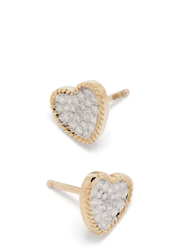 Yvonne Léon 9kt Yellow Diamond Heart Stud Earrings