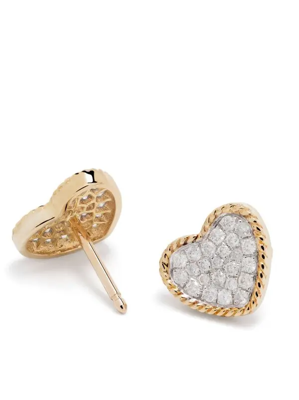 Yvonne Léon 9kt Yellow Diamond Heart Stud Earrings