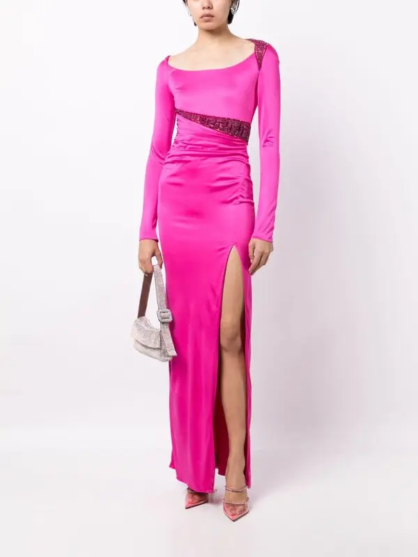 Versace Greca Crystal-embellished Jersey Gown