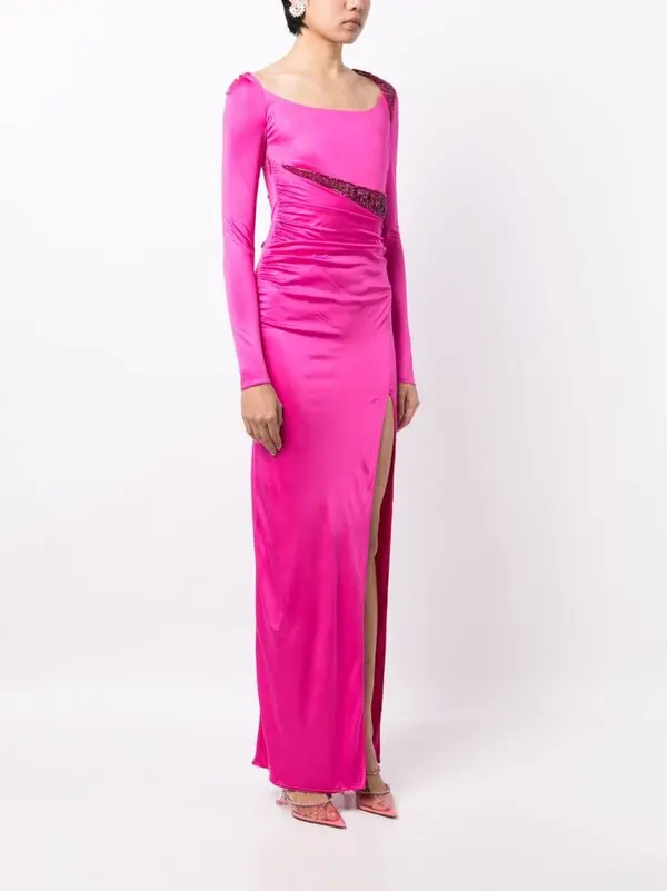Versace Greca Crystal-embellished Jersey Gown