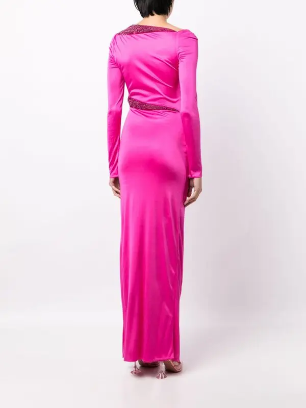 Versace Greca Crystal-embellished Jersey Gown