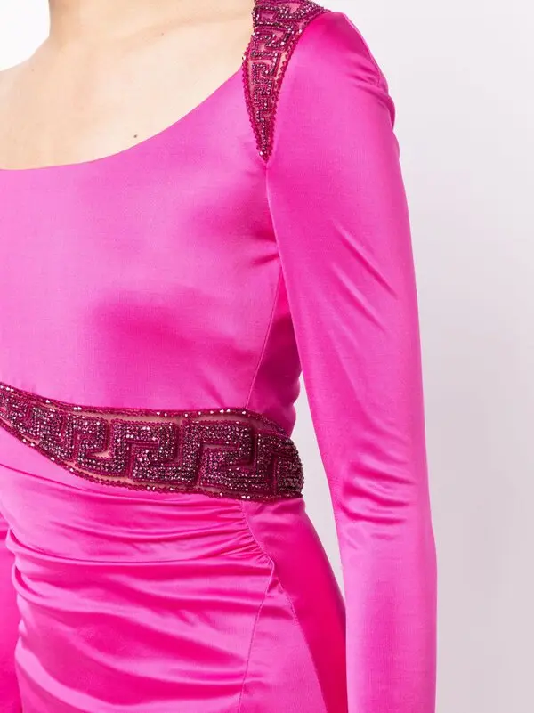 Versace Greca Crystal-embellished Jersey Gown