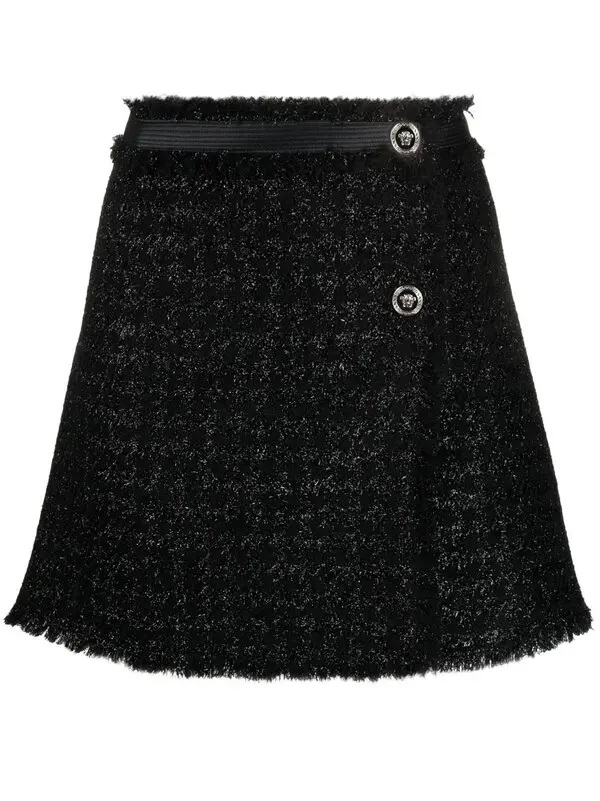 Versace Tweed Wrap Miniskirt - Black