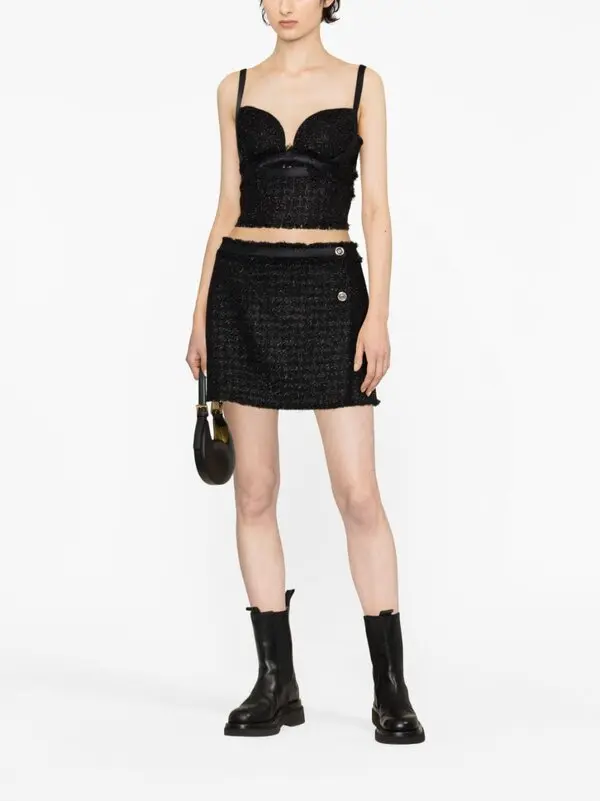Versace Tweed Wrap Miniskirt - Black