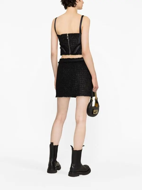 Versace Tweed Wrap Miniskirt - Black