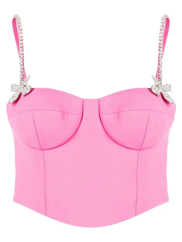 AREA Butterfly-appliqué Bustier Top