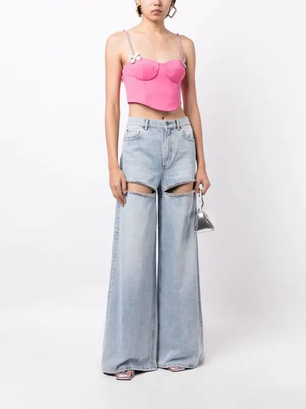 AREA Butterfly-appliqué Bustier Top