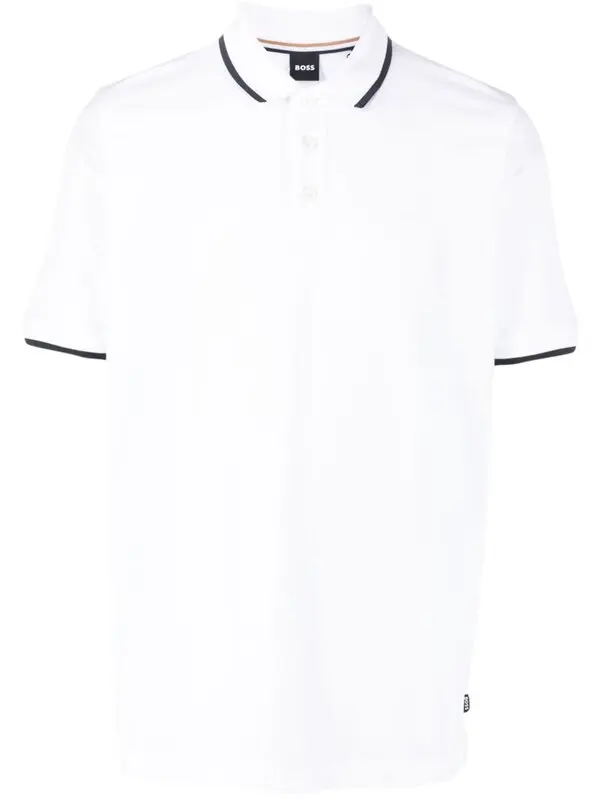BOSS Logo-emed Cotton Polo Shirt - White