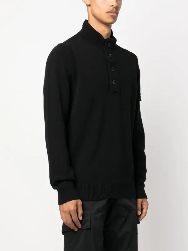 Stone Island Compass Patch Jumper - Black
