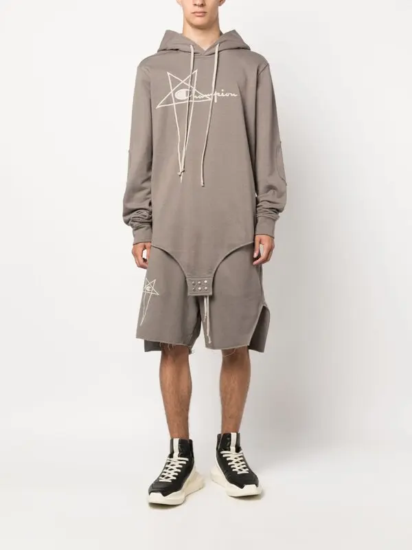 Rick Owens Logo-embroidered Hoodie