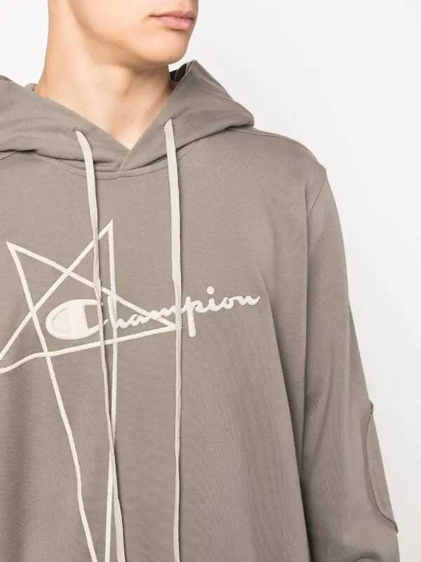 Rick Owens Logo-embroidered Hoodie