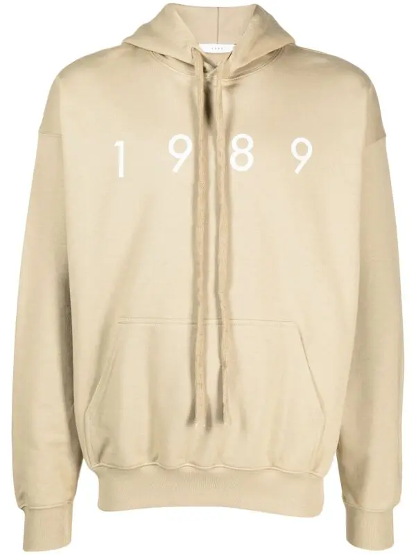 1989 STUDIO Logo Print Cotton Hoodie - Neutrals