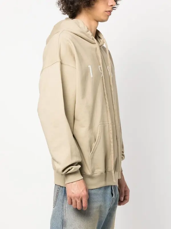 1989 STUDIO Logo Print Cotton Hoodie - Neutrals