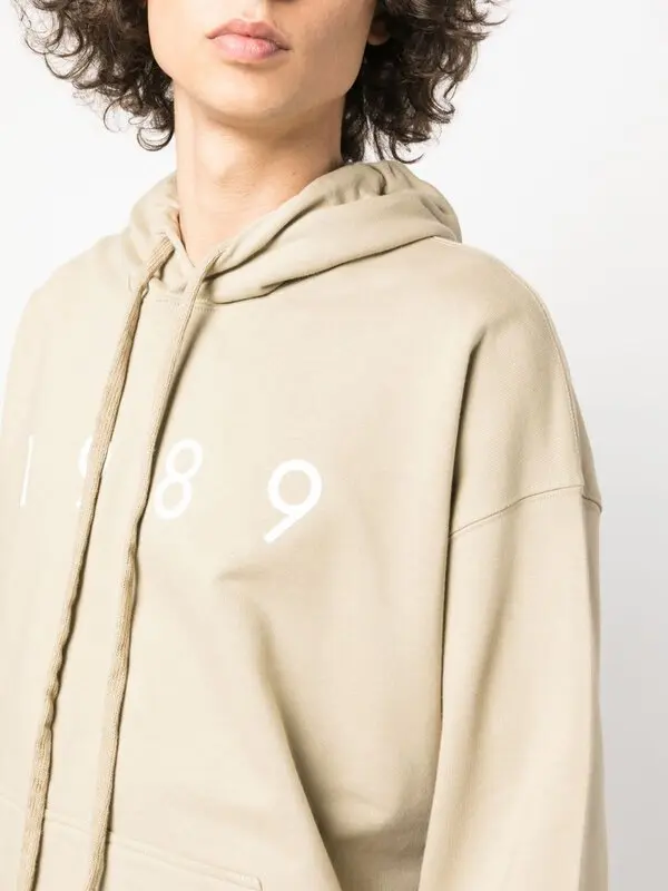 1989 STUDIO Logo Print Cotton Hoodie - Neutrals