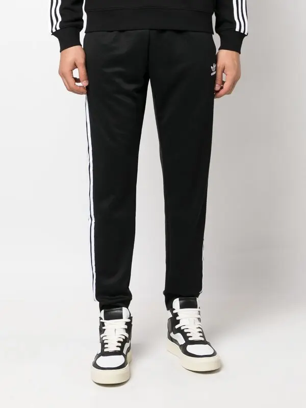 Adidas Embroidered-logo Tapered Track Pants - Black