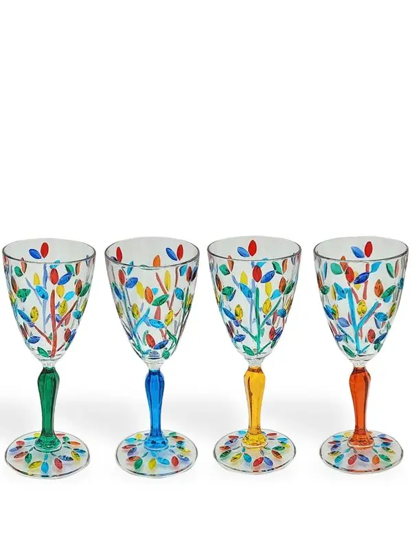 LES-OTTOMANS Floral Crystal Glasses - Multicolour