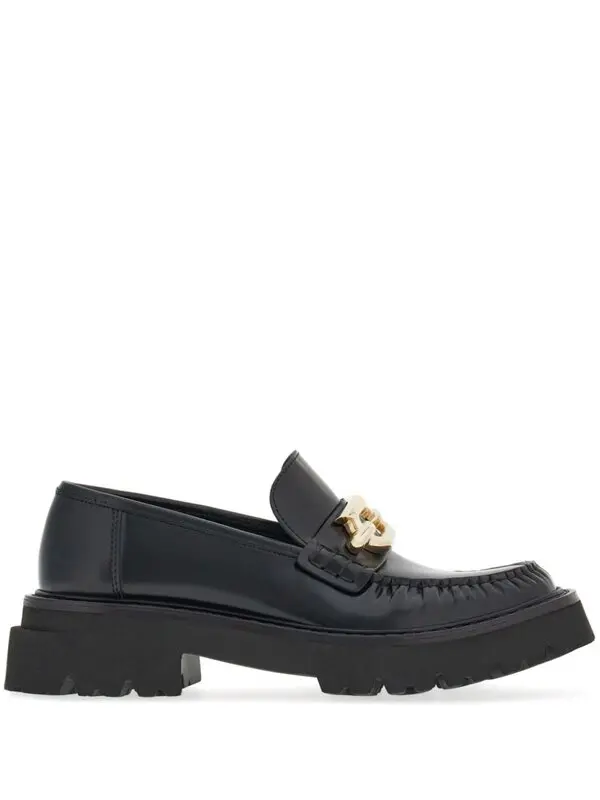 FERRAGAMO Gancini-buckle Leather Loafers - Black
