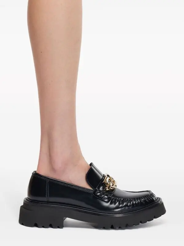 FERRAGAMO Gancini-buckle Leather Loafers - Black