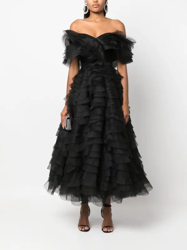 ANA RADU Tie-up Ruffled Maxi Dress