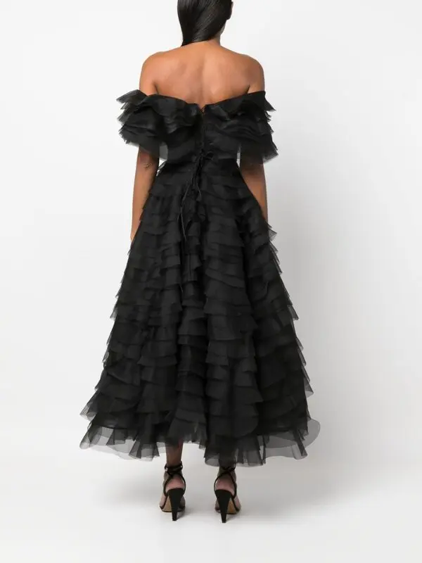 ANA RADU Tie-up Ruffled Maxi Dress